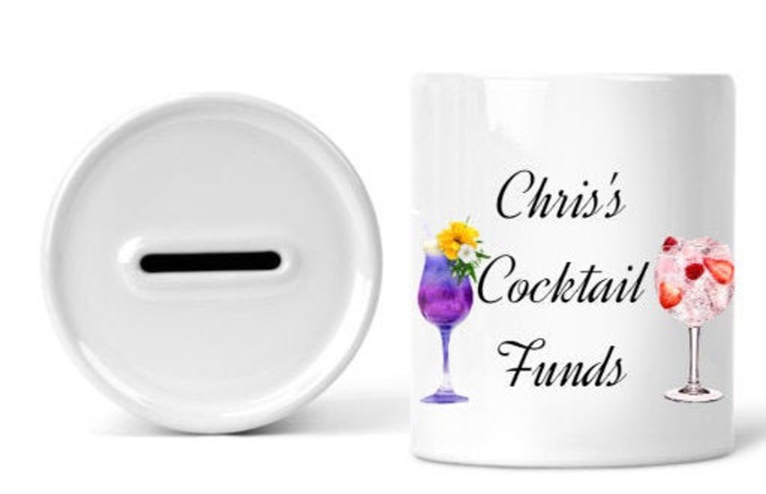 Personalised Cocktail Funds Money Box. Gift for Her. Home Bar Decor ...
