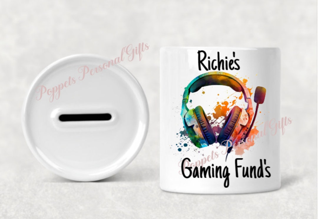 Personalised Kids Gaming Funds Money Box, Boys Money Box. Gift for a ...