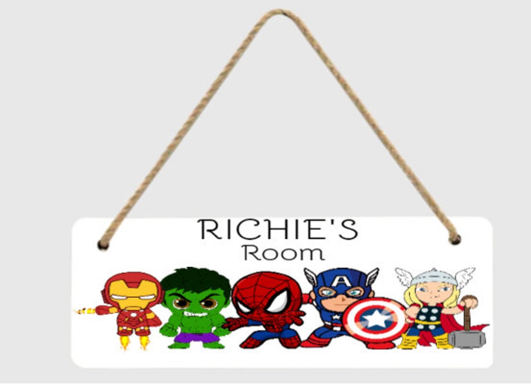 Super Hero Personalised Wooden Door Hanger. Kids Bedroom Door Sign ...