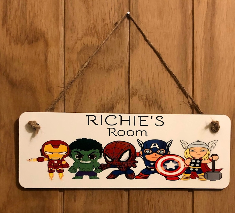Super Hero Personalised Wooden Door Hanger. Kids Bedroom Door Sign ...