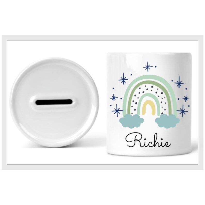 Rainbow Personalised Money Box - Etsy