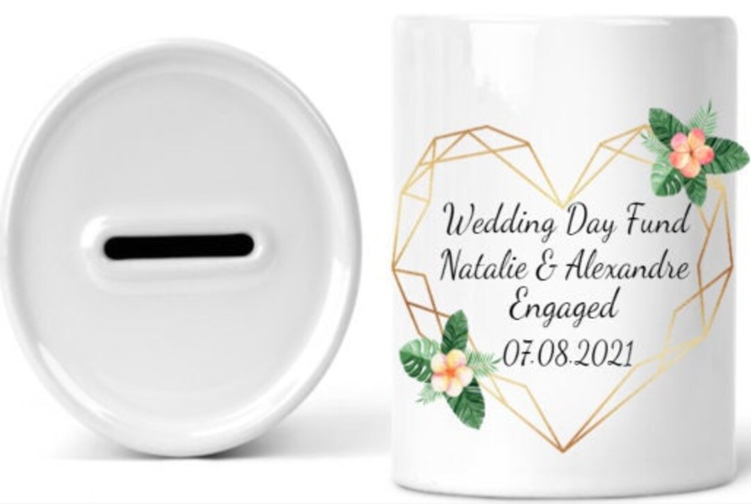 Wedding Fund Money Box, Personalised Engagement Gift, Congratulations ...