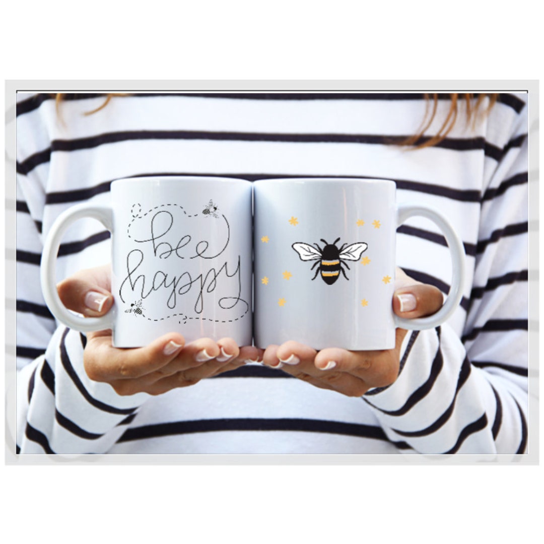 Bee Happy Personalised Mug, Bee Lovers Design, Mug for a Friend, Mug ...