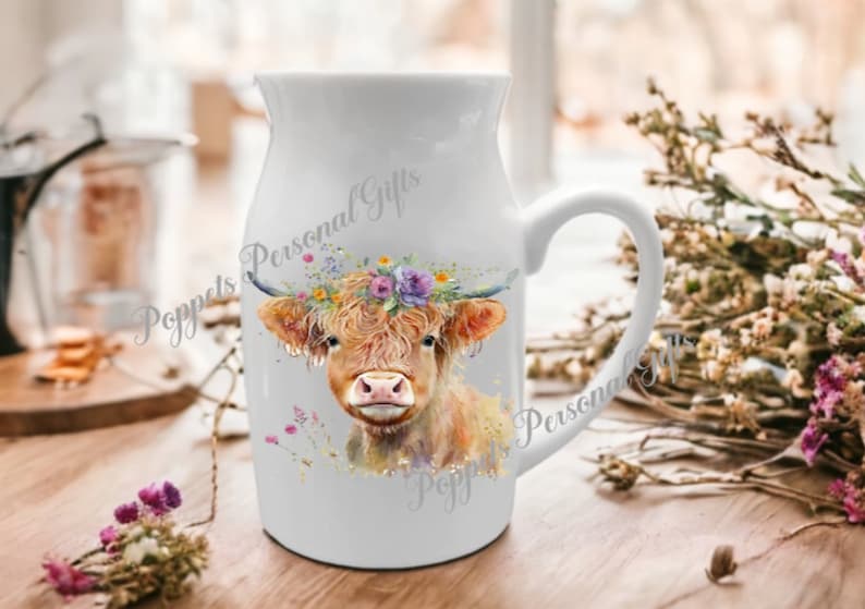 Highland Cow Milk Jug, Personalised Milk Jug, Gift for Mom, Highland ...