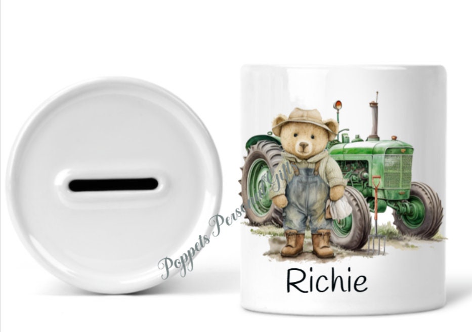 Personalised Tractor Money Box, Kids Piggy Bank. Kids Money Box, Kids ...