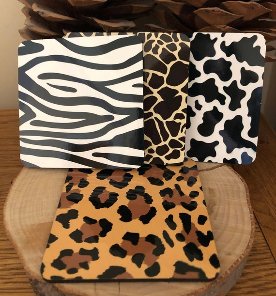 Animal Print Coaster Sets. Various Animal Printed Coasters. - Etsy