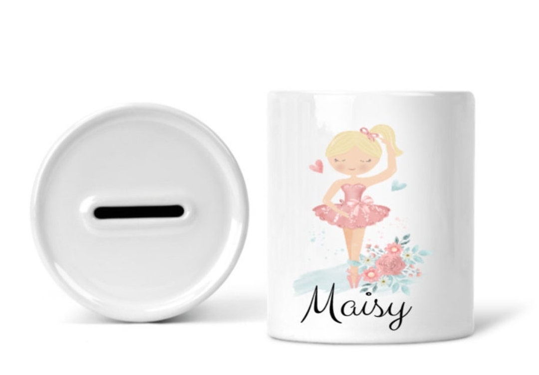 Personalised Ballerina Money Box, Piggy Bank, Kids Money Box, Childs ...