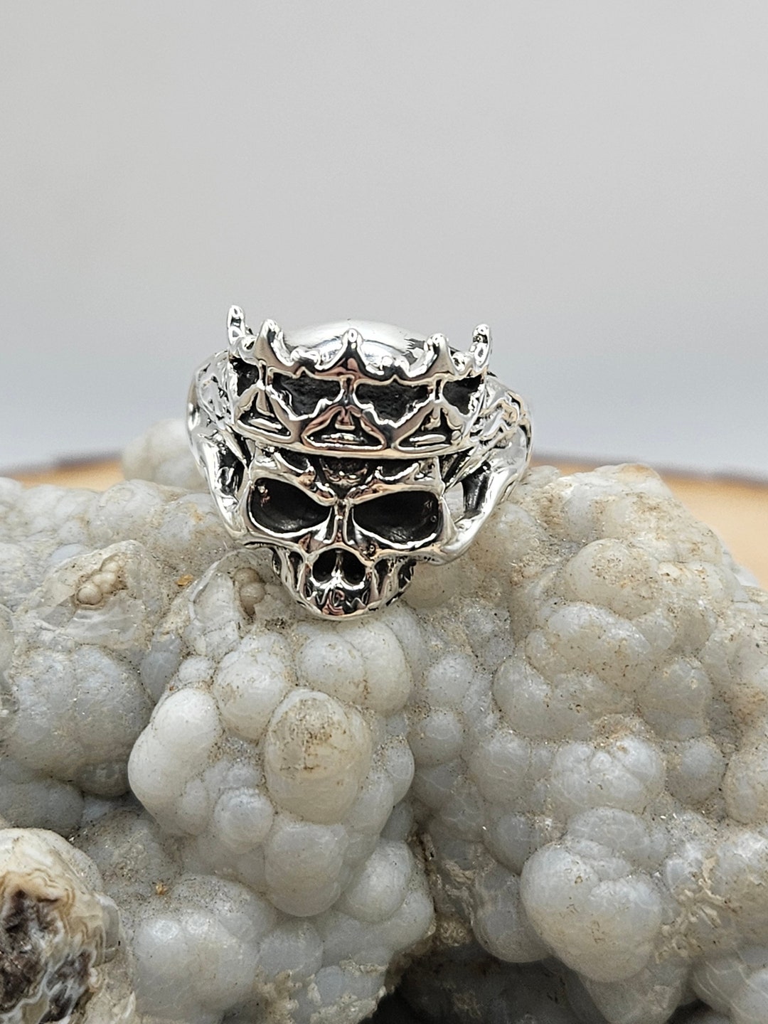 Solid Sterling Silver Crowned Skull. Hand Made, Made in the USA, High ...