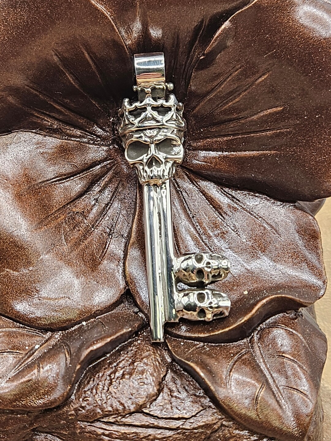 Solid Sterling Silver Pendant, High Polished, Patina Darkened, Skeleton ...