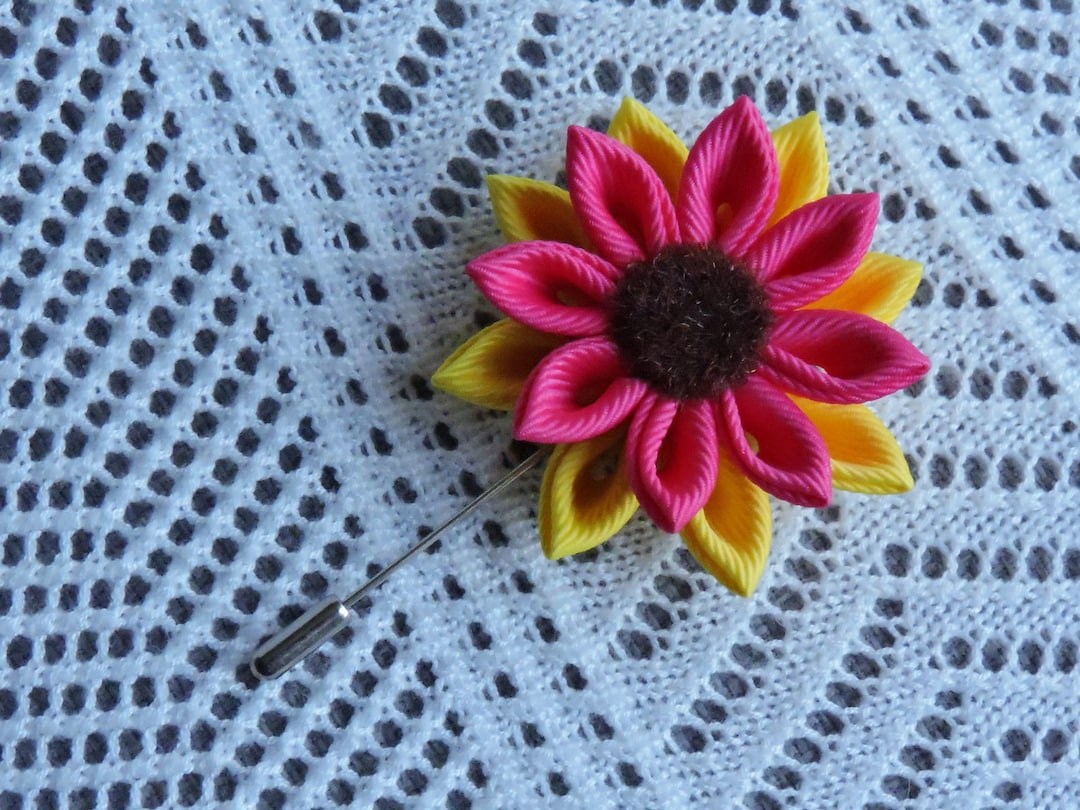 Lapel Pin Kanzashi Mexican Blanket Flower Pin - Etsy