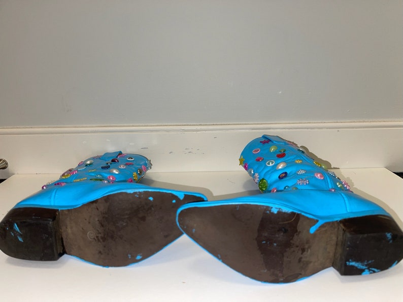 Blue Upcycled & Embellished Cowgirl Boots - Etsy