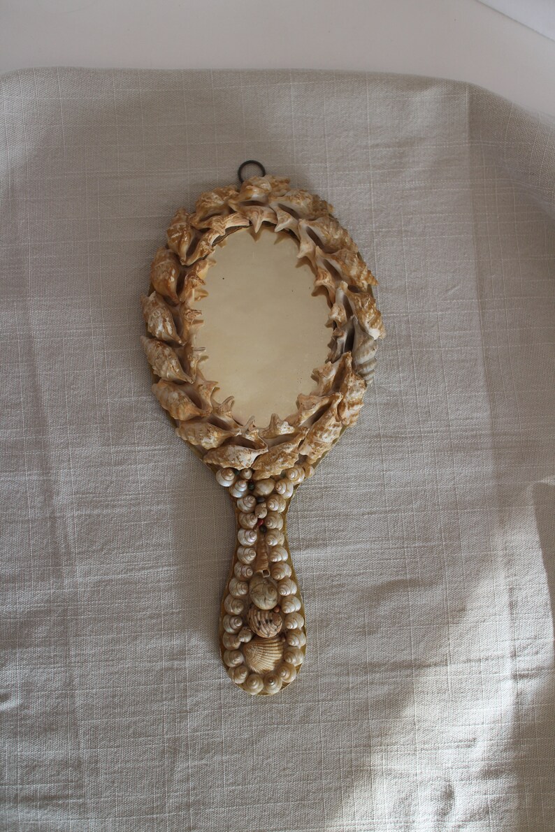 Antique Victorian Shell Art Oval Hand Mirror Victorian Shell | Etsy