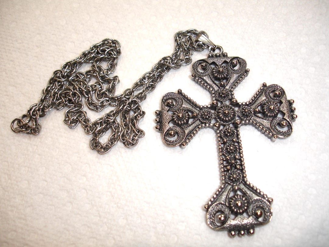 VTG SARAH COVENTRY Limited Edition Large Big Cross Pendant Necklace ...