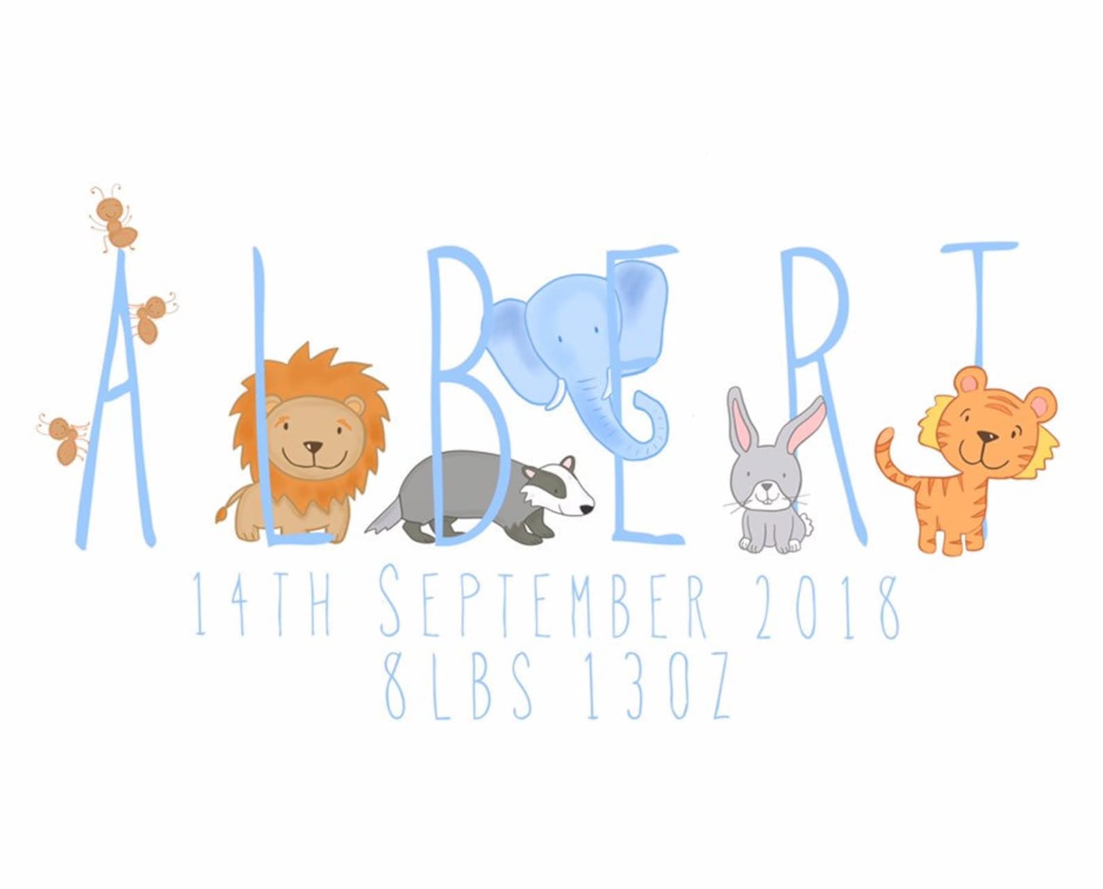 Children's name art word art illustrated print | Etsy