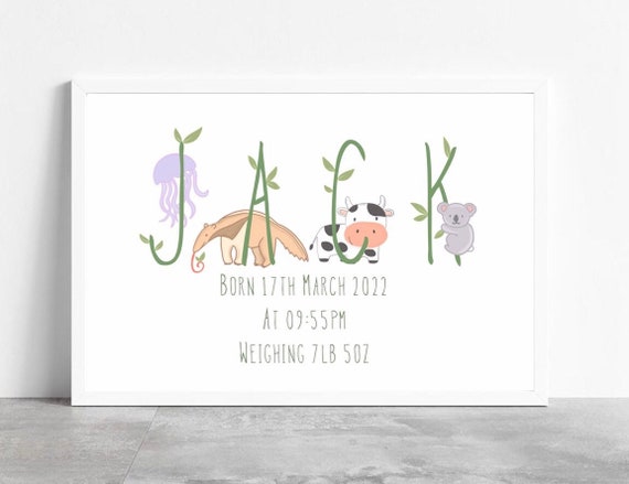 Children's Name Art Word Art Illustrated Print | Etsy