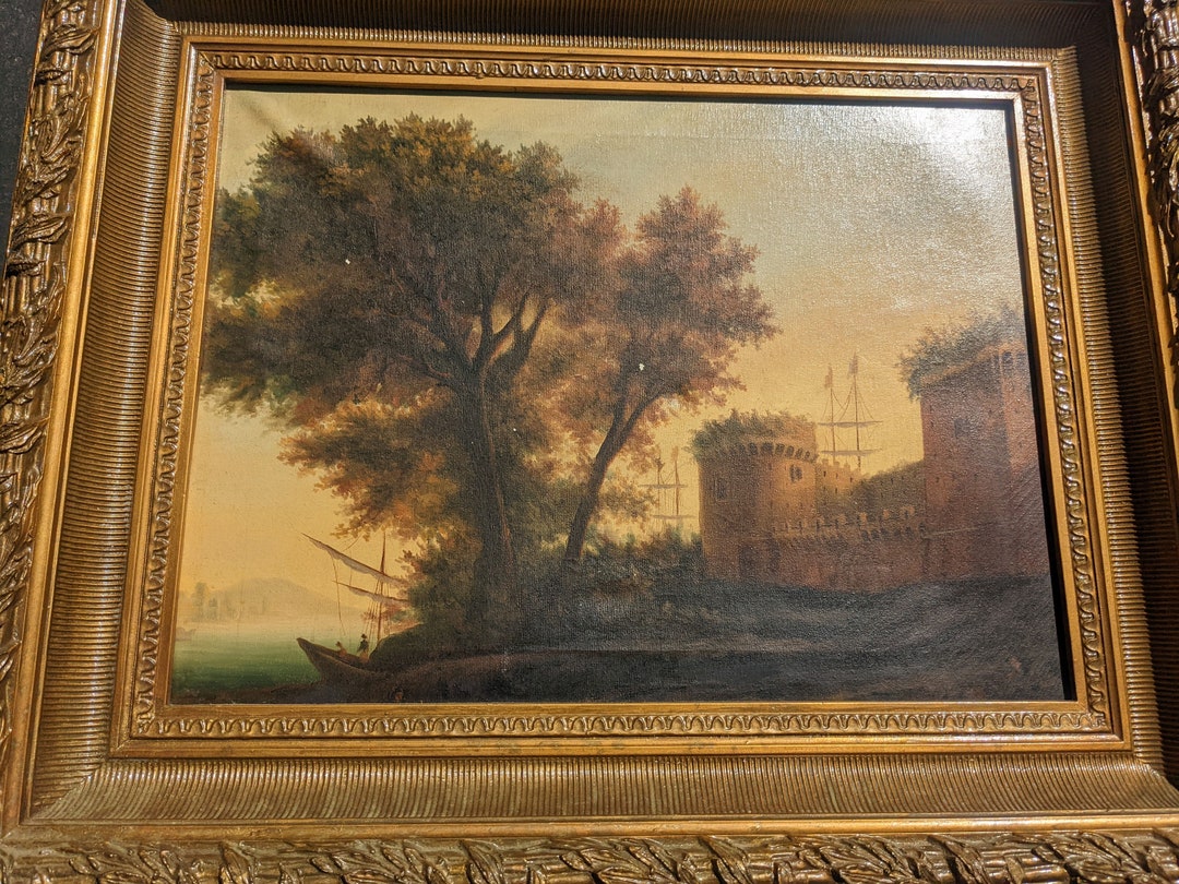 Neapolitan School Oil Painting 19th Century Bay of Naples Castel Dell ...