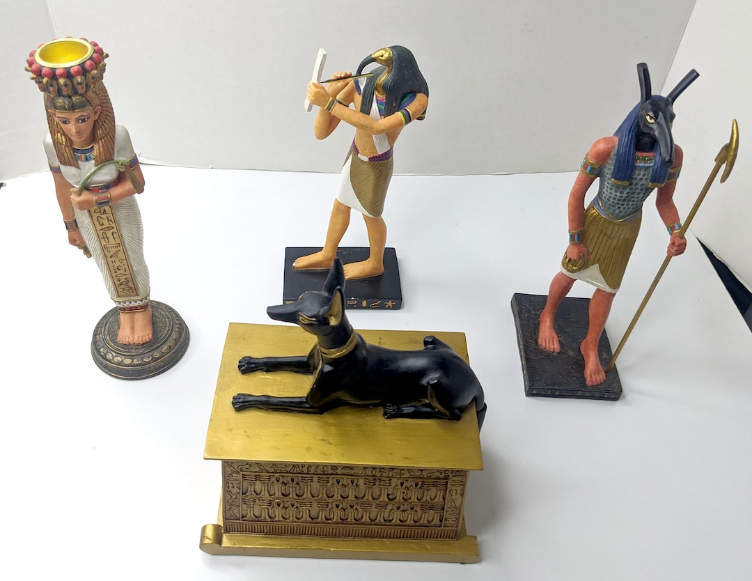 Veronese Egyptian 3 Figurines Collection Lot With Gilded Chest of ...