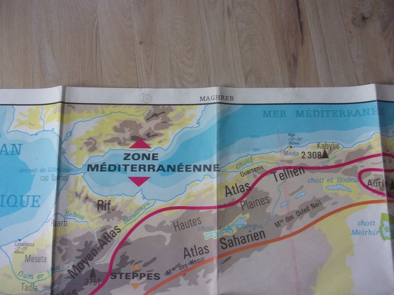 Maghreb / Nile Country Vintage School Map - Etsy