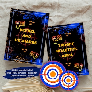 Nerf Table Sign, Dart Gun Party Theme, Dart Gun Birthday Party, Dart ...