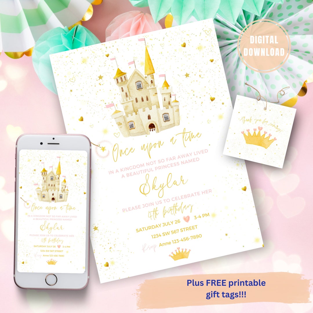 EDITABLE Once Upon A Time Invitation, Princess Birthday Invitation ...