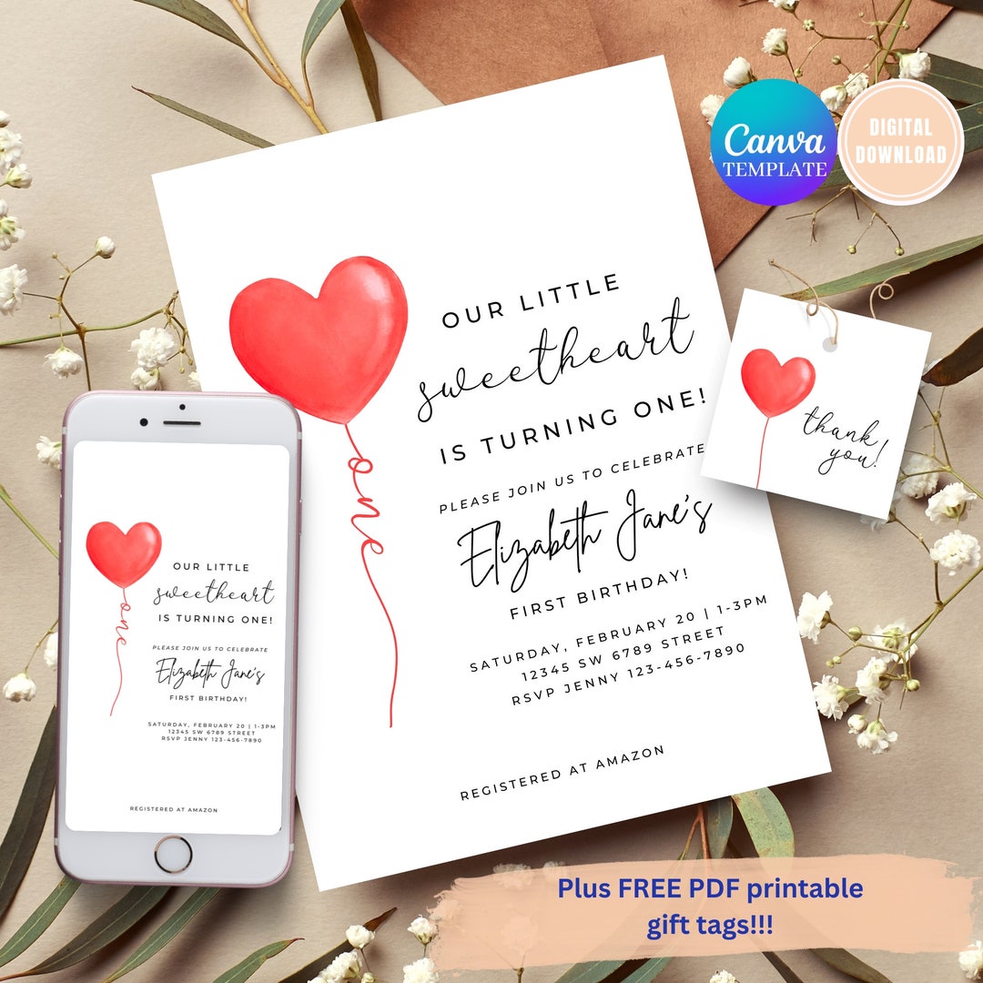 EDITABLE Valentine Birthday Invitation Valentine Party Invitation ...