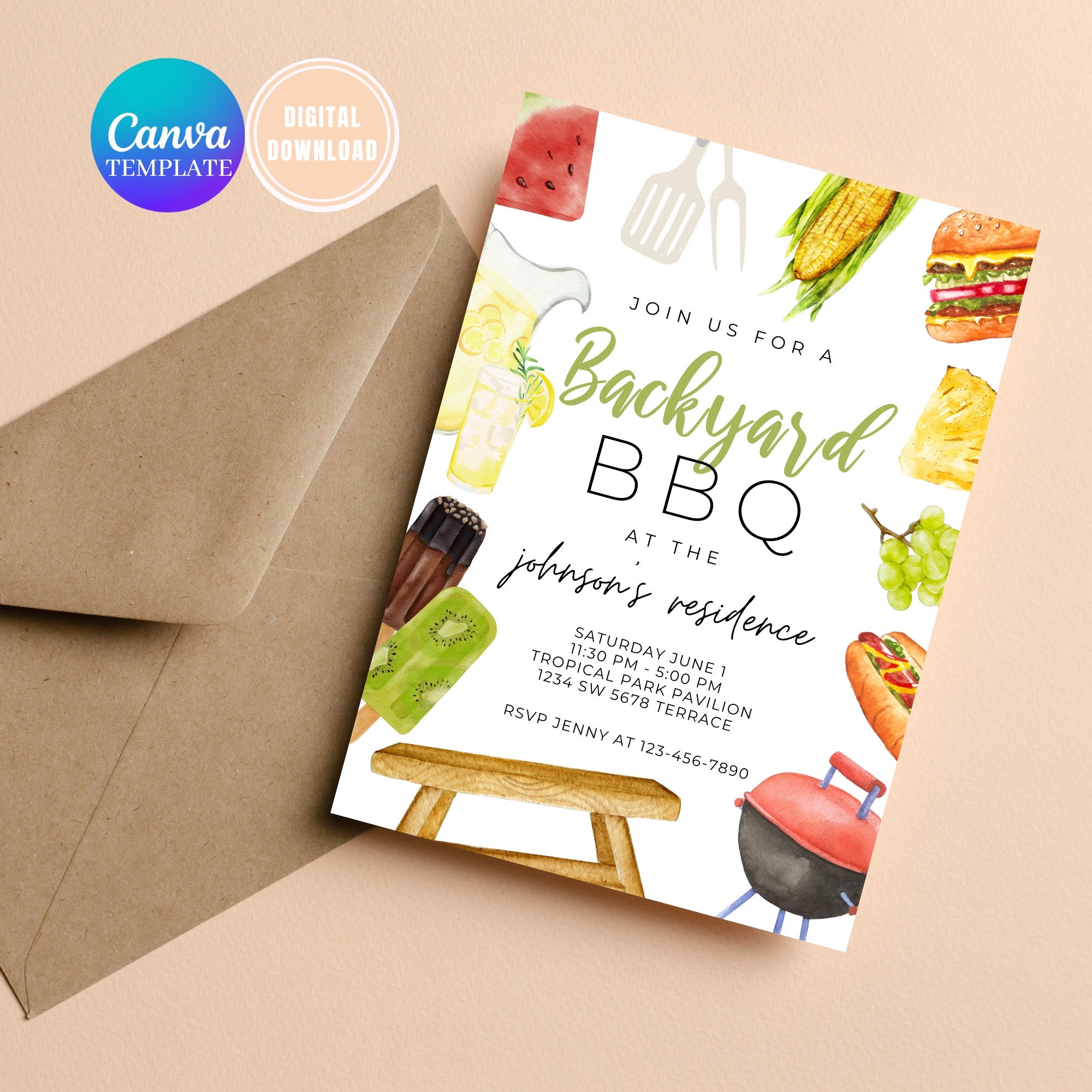 BBQ Digital Invitation Pool Party Invitation Summer Pool - Etsy