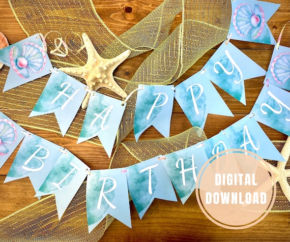 Boho Mermaid Birthday Banner DIGITAL DOWNLOAD Banner - Etsy