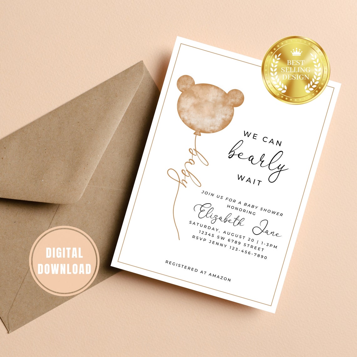 EDITABLE We Can Bearly Wait Baby Shower Teddy Bear Baby - Etsy UK