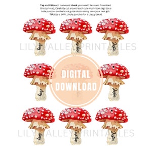 Editable Mushroom Christmas Gift Tags, Mushroom Christmas, Mushroom ...