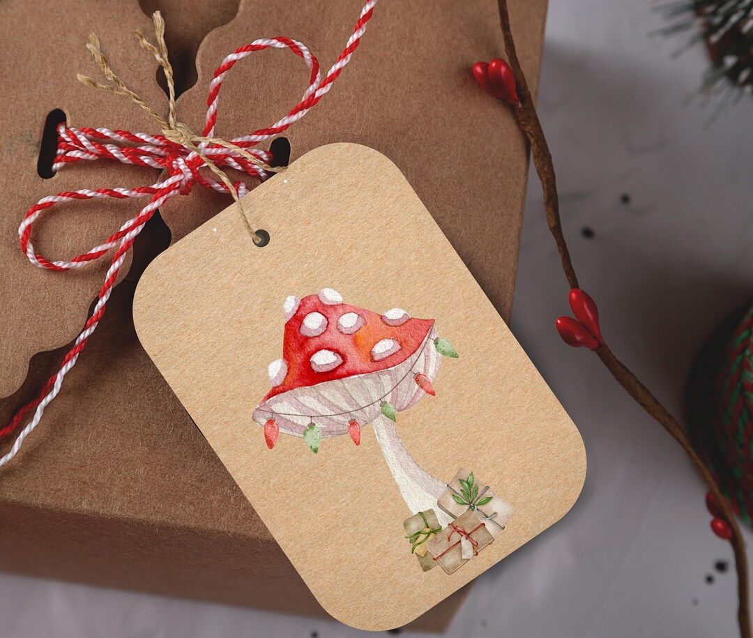Mushroom Gift Tag, Mushroom Ornaments, Mushroom Tag, Boho Christmas ...