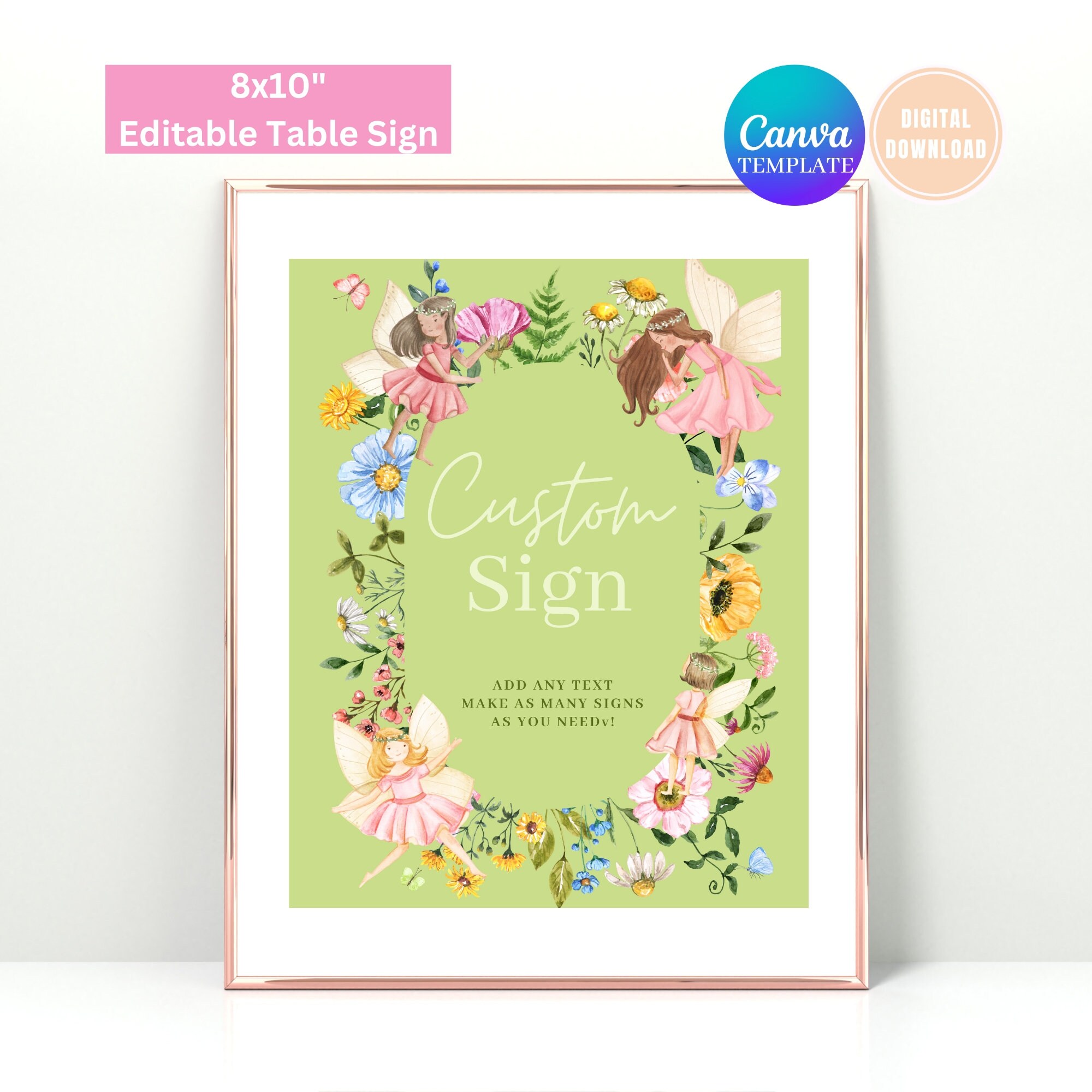 Editable Secret Garden Fairy Birthday Sign Fairy First - Etsy
