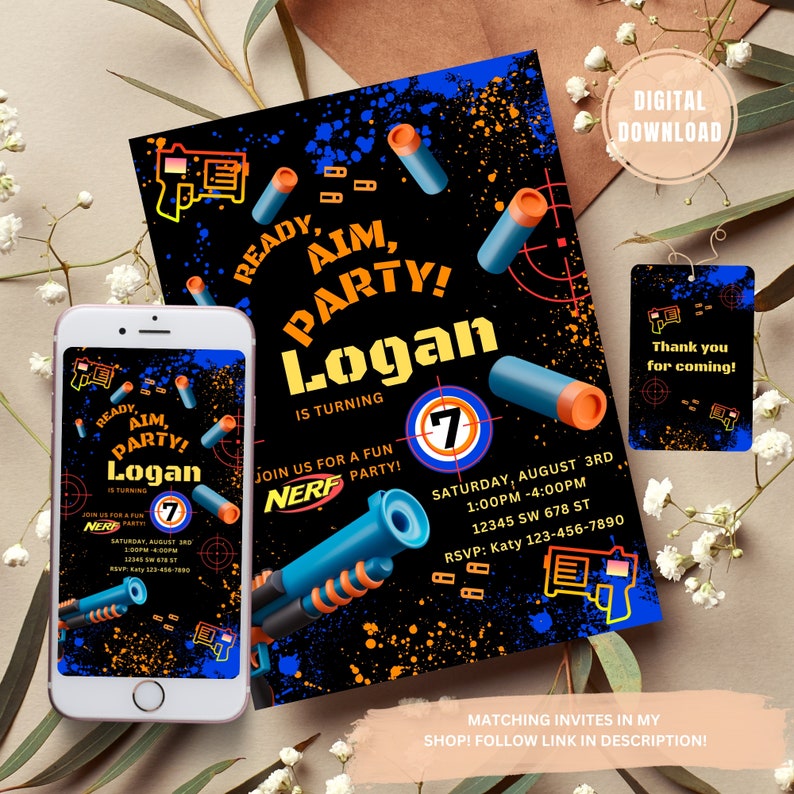 Nerf Table Sign Dart Gun Party Theme Dart Gun Birthday - Etsy