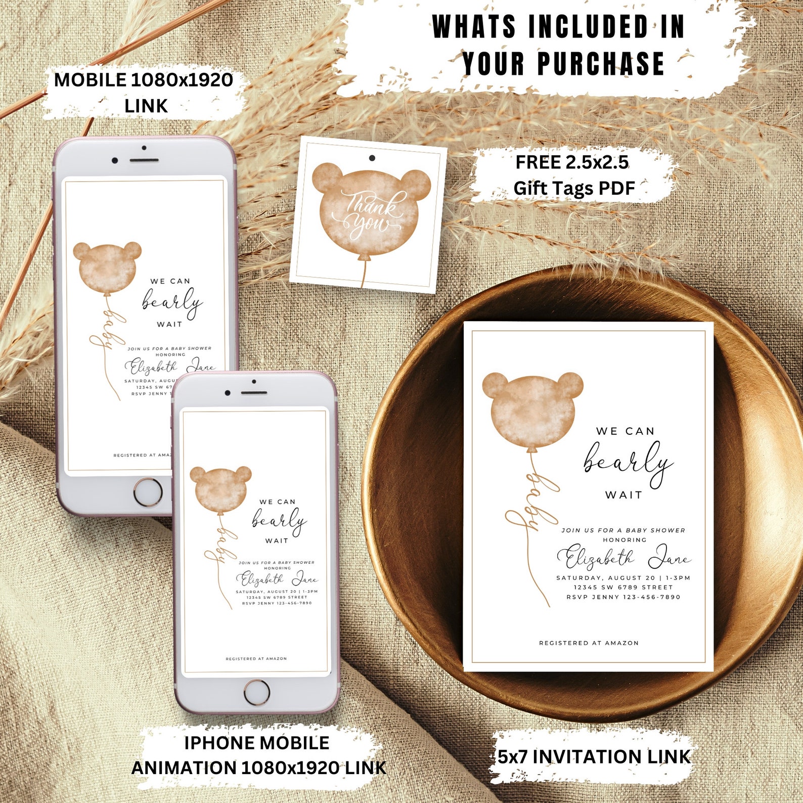 EDITABLE We Can Bearly Wait Baby Shower Teddy Bear Baby - Etsy UK