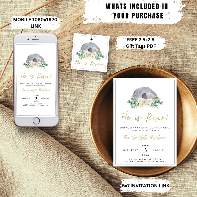 EDITABLE He is Risen He is Risen Brunch Invitation Easter - Etsy