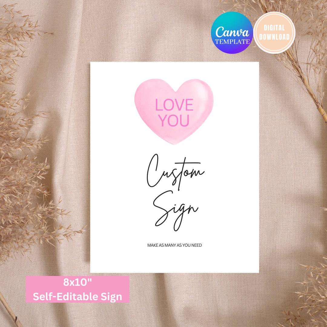 EDITABLE Valentines Day Party Decor 8x10 Sweet Heart Table Sign Instant ...
