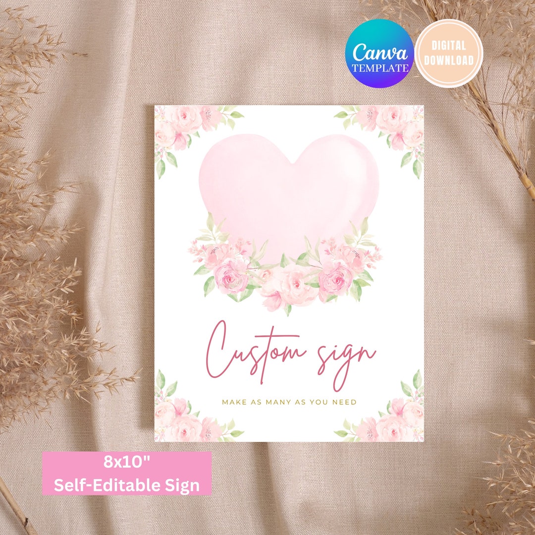 EDITABLE Valentines Day Party Decor 8x10 Sweet Heart Table Sign Instant ...