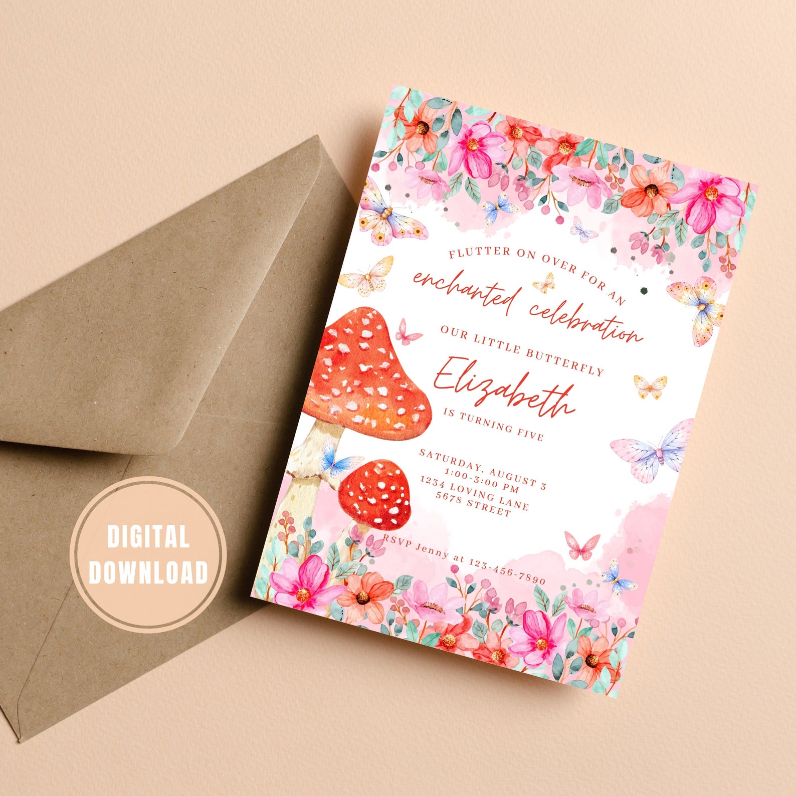 EDITABLE Butterfly Birthday Invitation Butterfly Invitation - Etsy