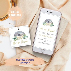 EDITABLE He is Risen, He is Risen Brunch Invitation, Easter Party ...