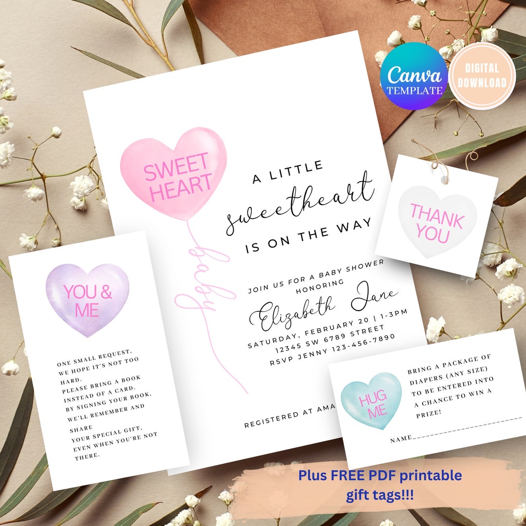 EDITABLE Valentine Baby Shower Heart Baby Shower Invitation Valentines ...