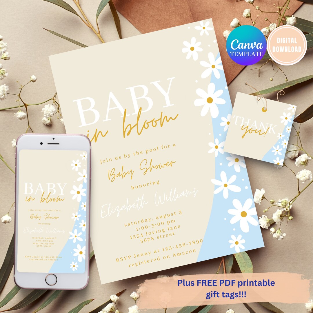 Baby in Bloom Invitation, Baby in Bloom Baby Shower, Boho Baby Shower ...