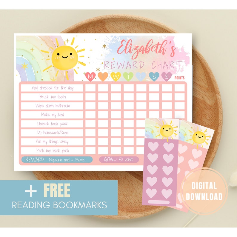 Editable Sunshine Rainbow Reward Chart Rainbow Behavior - Etsy Australia