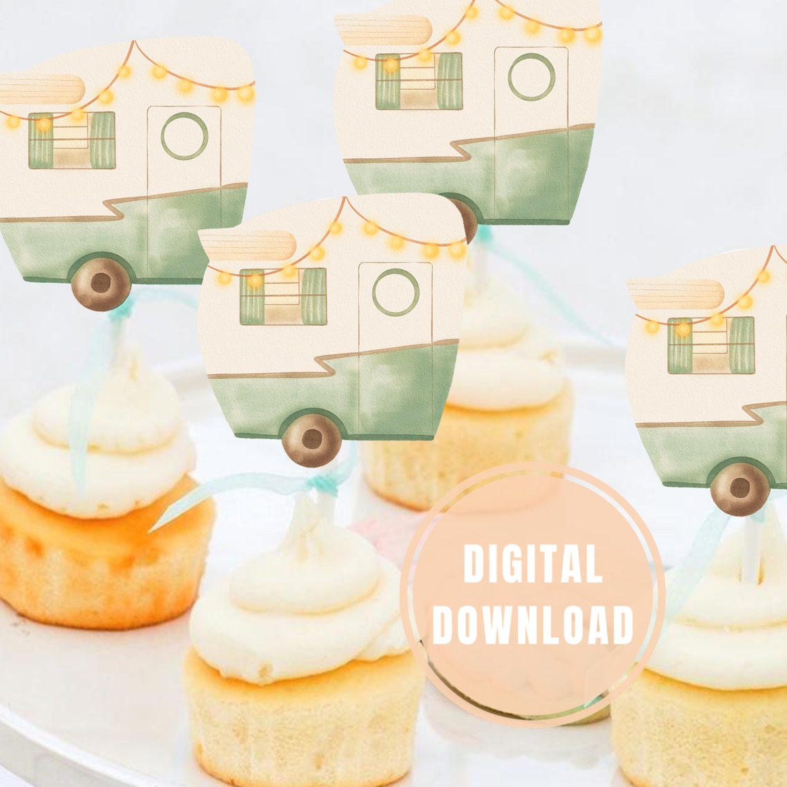 One Happy Camper Cupcake Toppers Camping Cake Topper Happy - Etsy