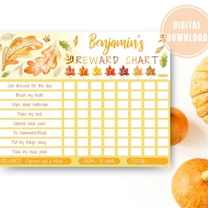 EDITABLE Fall Autumn Chore Chart, Reward Chart, Behavior Chart ...