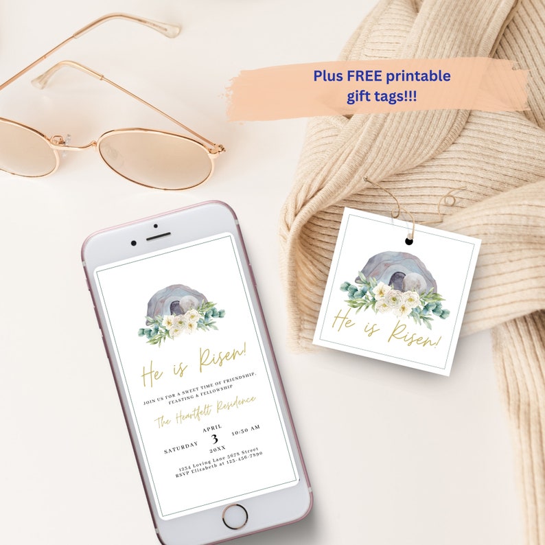 EDITABLE He is Risen He is Risen Brunch Invitation Easter - Etsy