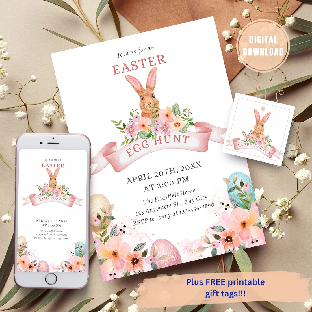 EDITABLE Easter Egg Hunt Invitation, Easter Gifts for Kids, Easter ...