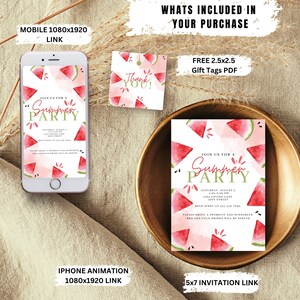 Fun Watermelon Theme Pool Party Invitation Barbecue Invite Editable ...