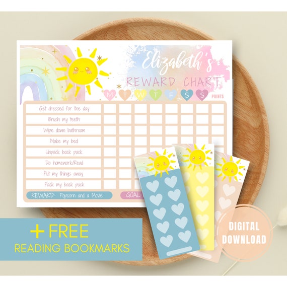 Editable Sunshine Rainbow Reward Chart Rainbow Behavior - Etsy