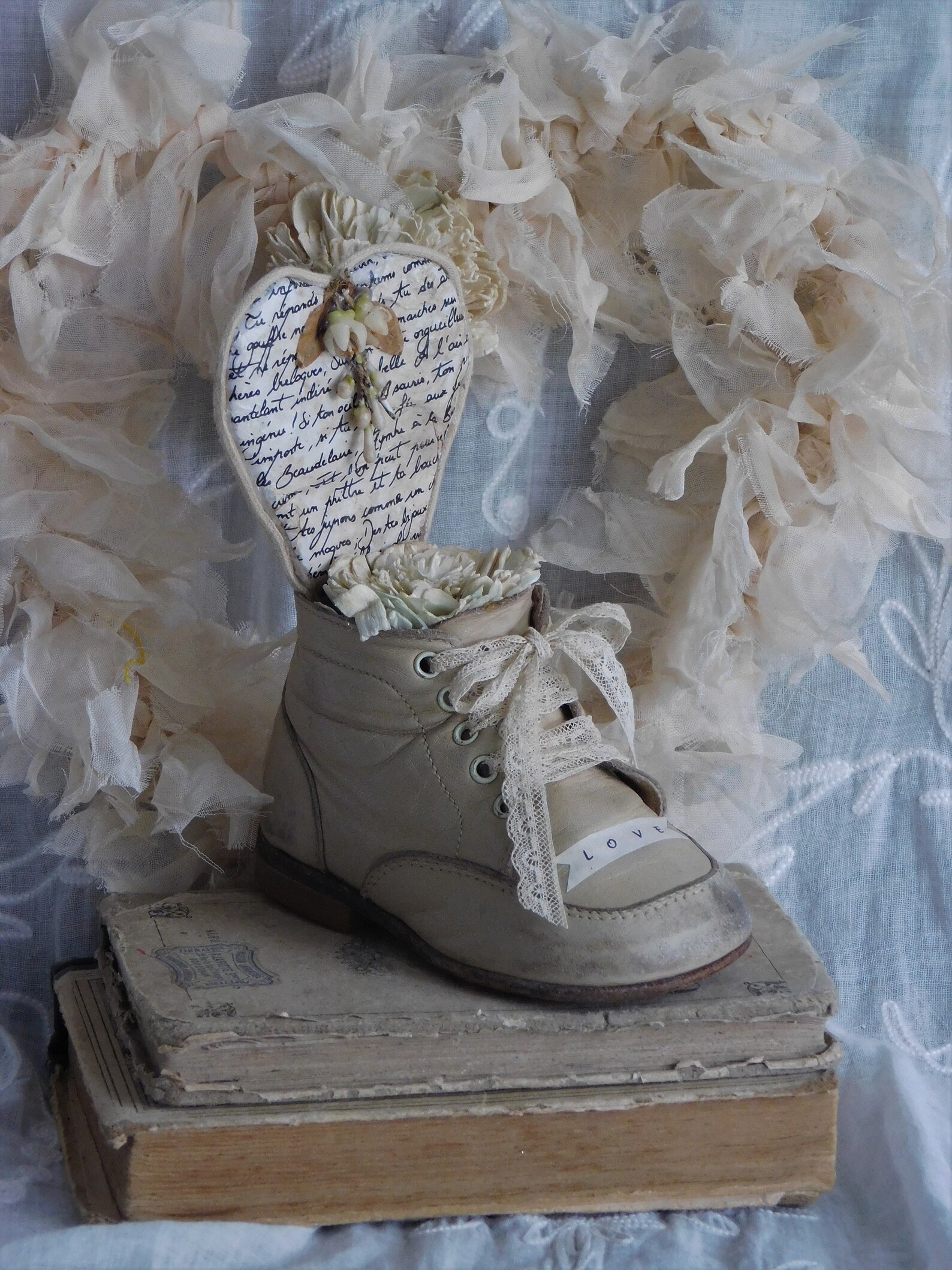 Altered Baby Shoe Repurposed Vintage Baby Shoe French Nordic | Etsy