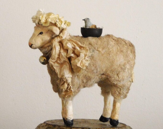 Vintage Inspired Spun Cotton Sheep, Easter Sheep, Whimsical Sheep ...