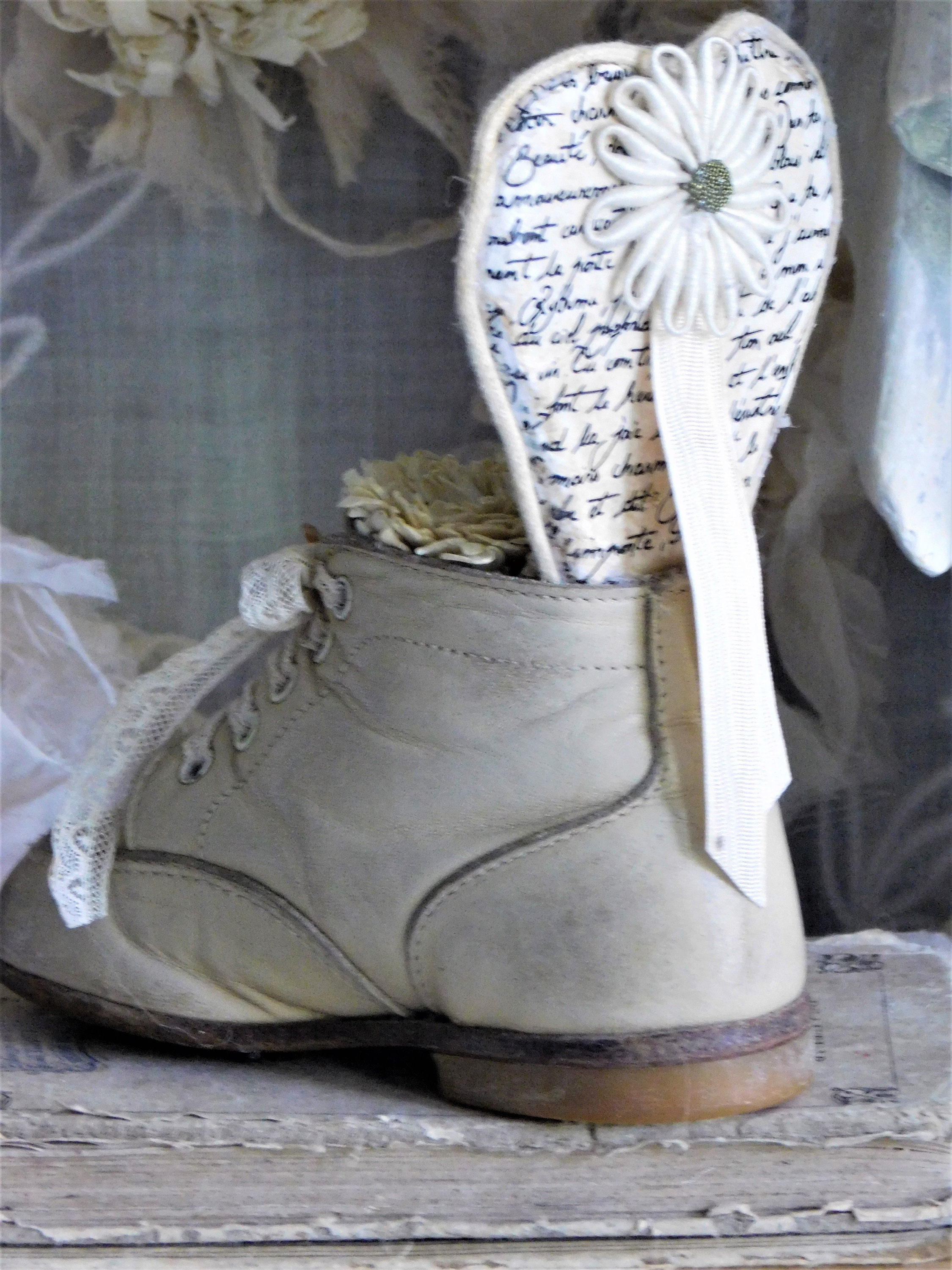 Altered Baby Shoe Repurposed Vintage Baby Shoe French Nordic | Etsy